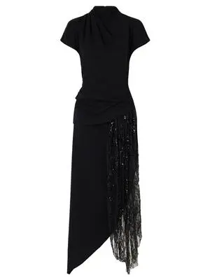 Staud Effie Bead-embellished Crepe Midi Dress - Black