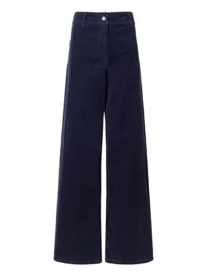 NILI LOTAN Megan Cotton-blend Corduroy Wide-leg Pants - Blue
