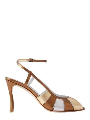 Manolo Blahnik Cloudadhi 90 Metallic Leather Sandals - Bronze