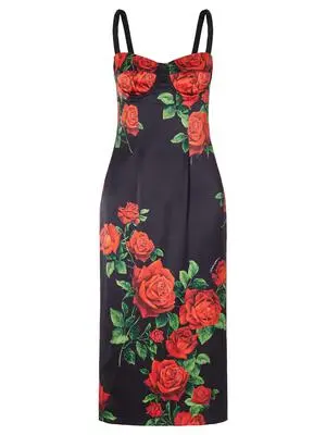 Dolce & Gabbana Floral-print Silk-blend Satin Bustier Midi Dress - Multi