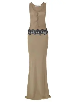 Christopher Esber Verner Cut-out Ribbed Lace-trimmed Jersey Midi Dress - Neutrals
