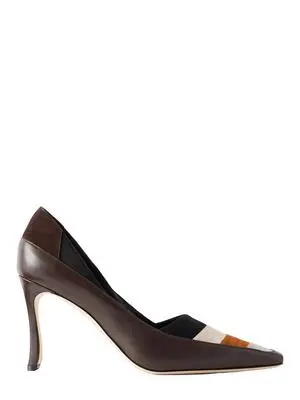 Manolo Blahnik Soria 90 Suede-trimmed Leather Pumps - Brown
