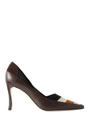 Manolo Blahnik Soria 90 Suede-trimmed Leather Pumps - Brown