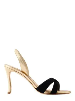 Manolo Blahnik Callydra 90 Velvet And Leather Sandals Black