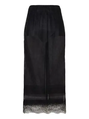Dolce & Gabbana Layered Lace-trimmed Tulle Midi Skirt - Black