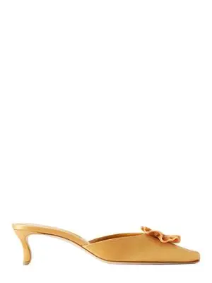 Manolo Blahnik Caulon 50 Velvet-trimmed Satin Pumps - Orange