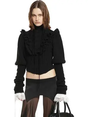 ANN DEMEULEMEESTER Liva Cropped Sweater - Black