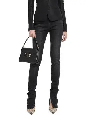 Gucci Fitted Stretch Cotton Denim Pants Black