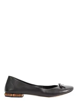 GUCCI Leather And Bamboo Ballerinas
