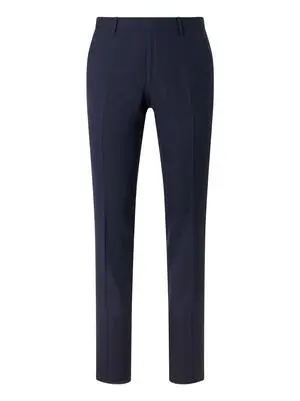 Mr P. Straight-leg Wool, Silk And Linen-blend Trousers - Navy