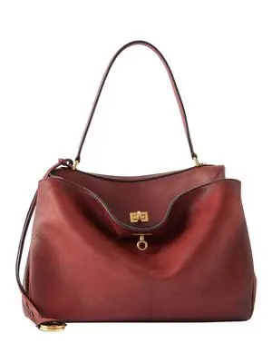 Balenciaga Rodeo Medium Leather Shoulder Bag Red