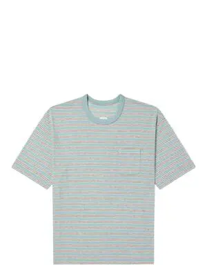 Visvim Jumbo Border Striped Wool And Cotton-blend T-shirt - Green