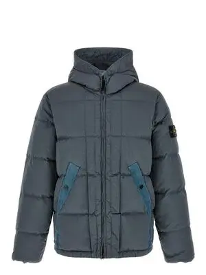 Stone Island Crumpled Effect Down Jacket - Gray