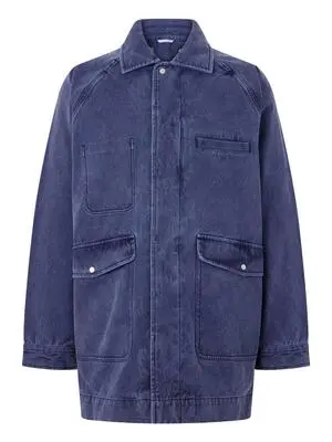 Folk Cotton-canvas Jacket - Blue