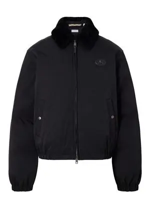 BURBERRY Burberry - Logo-Appliqué Shearling And Leather-Trimmed Padded Shell Blouson Jacket - Men - Black - S