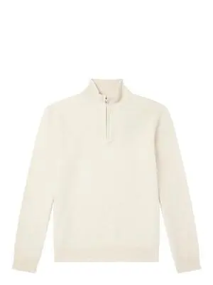 Mr P. Wool And Cashmere-blend Half-zip Sweater - Neutrals