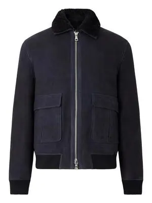 Mr P. Shearling-trimmed Suede Bomber Jacket - Blue