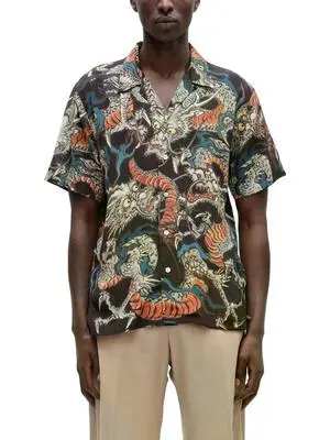 ENDLESS JOY Tiga Naga Silk Shirt - Black