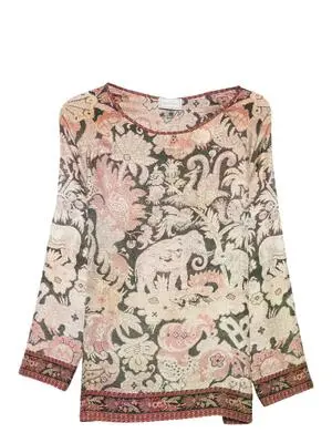 PIERRE-LOUIS MASCIA Floral-print Silk Top - Neutrals