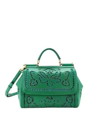 DOLCE & GABBANA Miss Sicily Bag Laser Cut Leather Medium Satchel