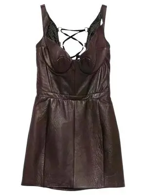 MARIA LUCIA HOHAN Rika Lace-up Leather Mini Dress - Brown