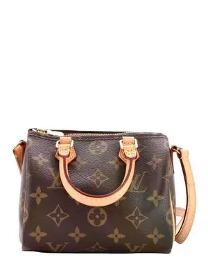 LOUIS VUITTON Speedy Bandouliere Bag Monogram Canvas Nano Crossbody Bag - Brown