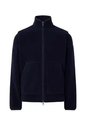 Moncler Logo-appliquéd Zip-up Fleece Jacket - Navy