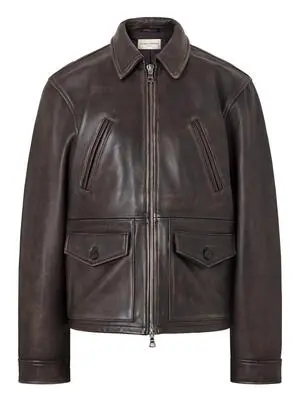 Officine Générale Mori Leather Jacket - Brown