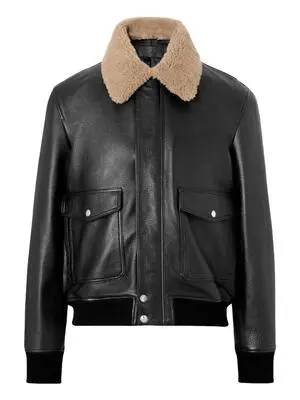 Mr P. Shearling-trimmed Full-grain Leather Blouson Jacket - Black