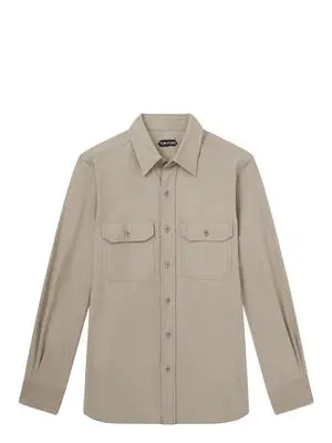 TOM FORD Garment-dyed Cotton-moleskin Shirt - Neutrals