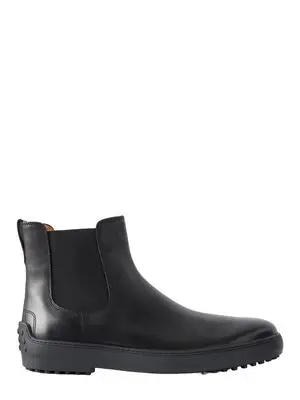 TOD'S Winter Gommino Leather Chelsea Boots - Black