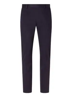 Brioni Tapered Brushed Cotton-blend Gabardine Trousers - Blue