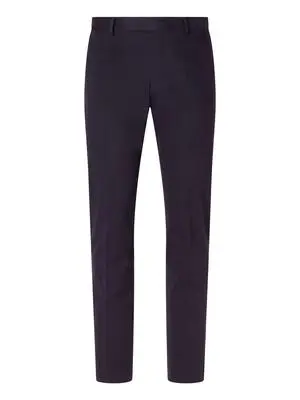 Brioni Tapered Brushed Cotton-blend Gabardine Trousers - Navy