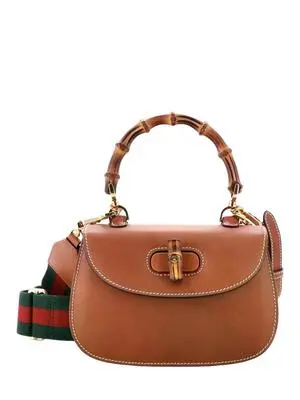 Gucci Bamboo 1947 Top Handle Bag Leather Small Satchel - Brown