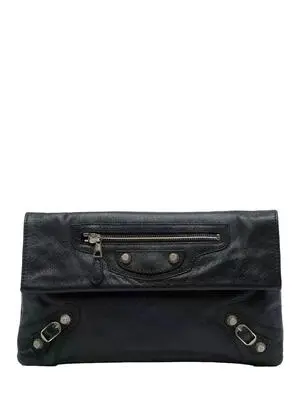 Balenciaga 2005-2006 Lambskin Motocross Giant 12 Envelope Clutch Bag - Black
