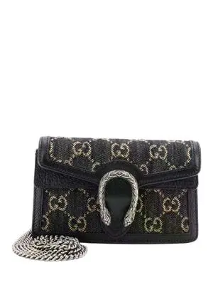 Gucci Dionysus Bag Gg Denim Super Mini Crossbody Bag - Black