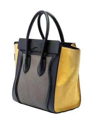 Celine 2015 Micro Tricolor Leather Luggage Tote Bag - Brown