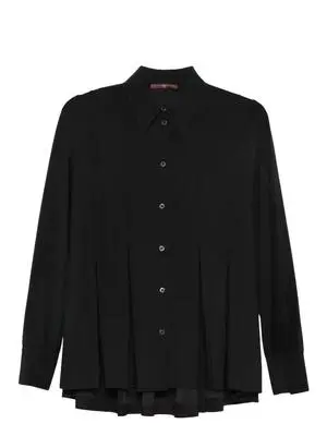 High Equally Pleated Long-sleeve Shirt - Black