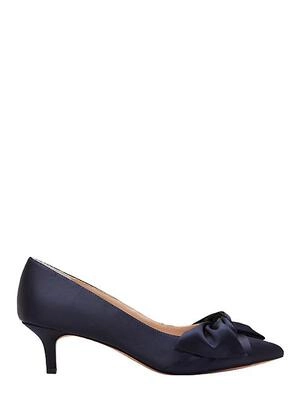 PHASE EIGHT Knot-front Heeled Satin Pumps - Navy