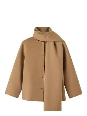 Whistles Double-faced Wool-blend Scarf Coat - Camel