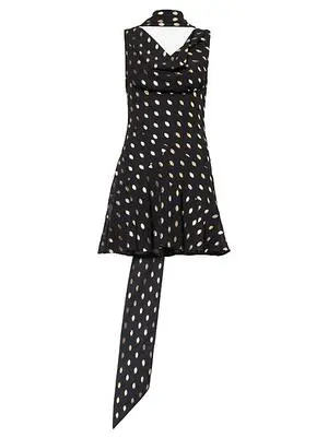 NEVER FULLY DRESSED Sophie Cowl-neck Crepe Mini Dress - Black