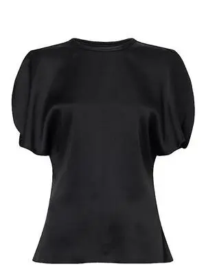 Victoria Beckham Bela Open Cap-sleeves Satin Top - Black