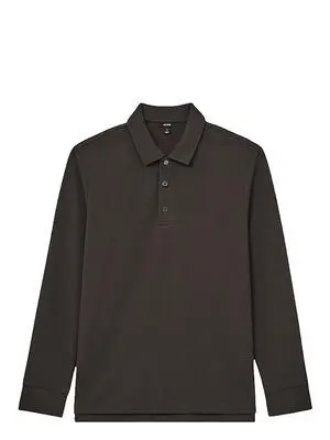 REISS Alba Long-sleeve Stretch-woven Polo Xl Brown