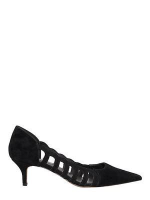 PHASE EIGHT Cut-out Heeled Suede Court Shoes - Black
