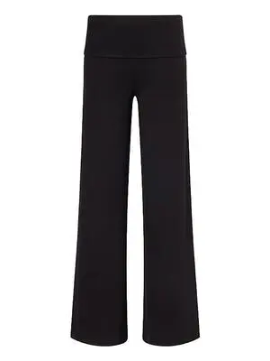 TALA 365 Rib Folded-waist Flared Jersey Trousers - Shadow Black
