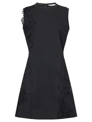 SAMSOE SAMSOE Sarhino Lace-trim Woven Mini Dress - Black