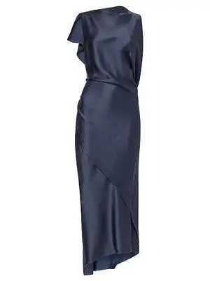 Victoria Beckham Kyra Crepe-back Satin Midi Dress - Midnight
