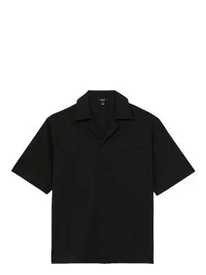 REISS Russo Cuban-collar Stretch-woven Shirt Xxl - Black