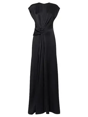 Victoria Beckham Aria Twist-detail Crepe-back Satin Gown - Black
