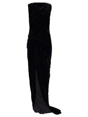 Rick Owens Strutter Draped Velvet Maxi Dress - Black